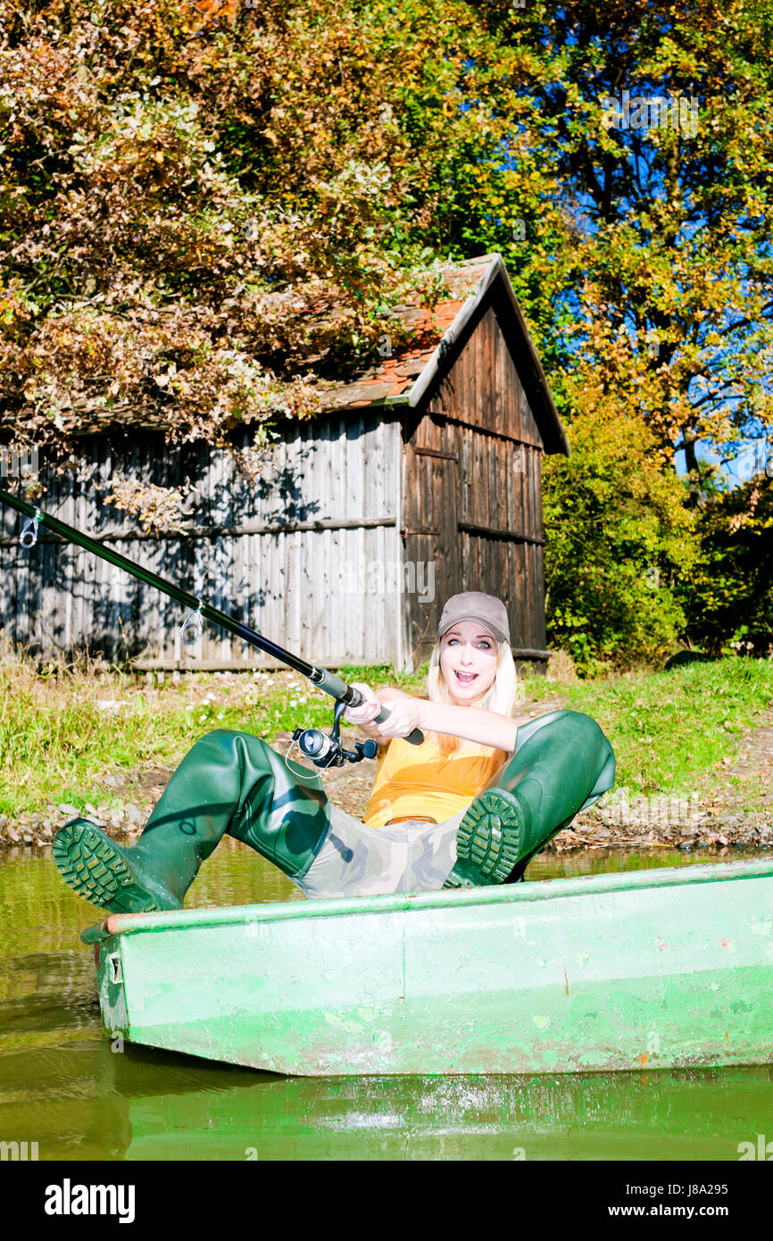 woman, fishing, woman, humans, human beings, people, folk, persons ...