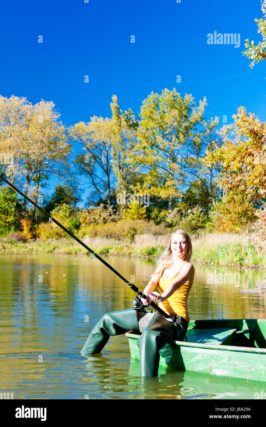 woman, fishing, woman, humans, human beings, people, folk, persons ...