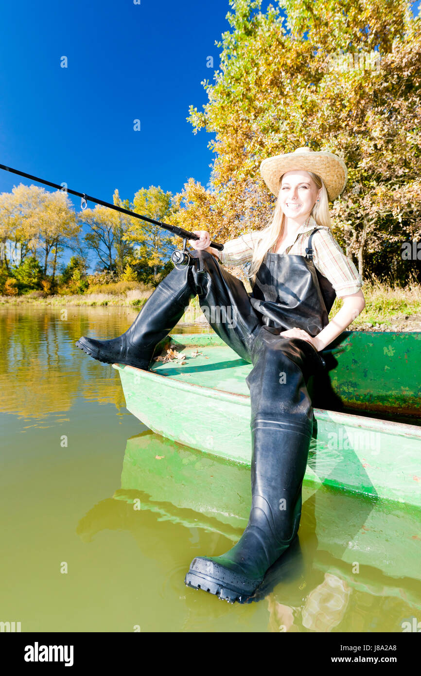 woman, fishing, woman, humans, human beings, people, folk, persons ...