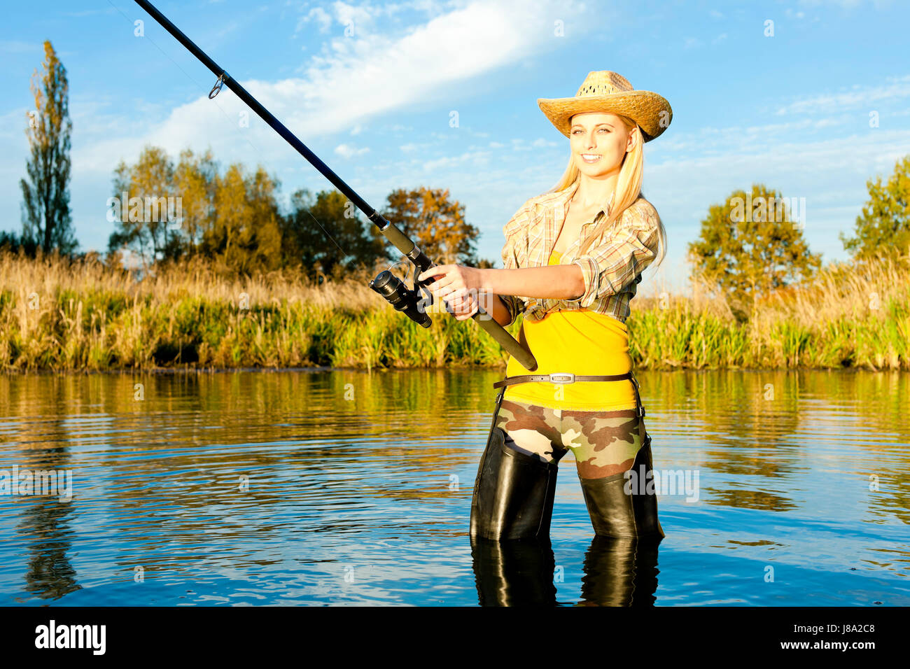 woman, fishing, woman, humans, human beings, people, folk, persons ...