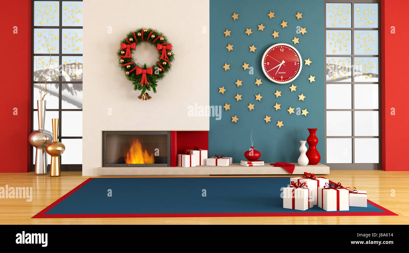 present, room, interior, gift, fireplace, stove, christmas, imagining ...