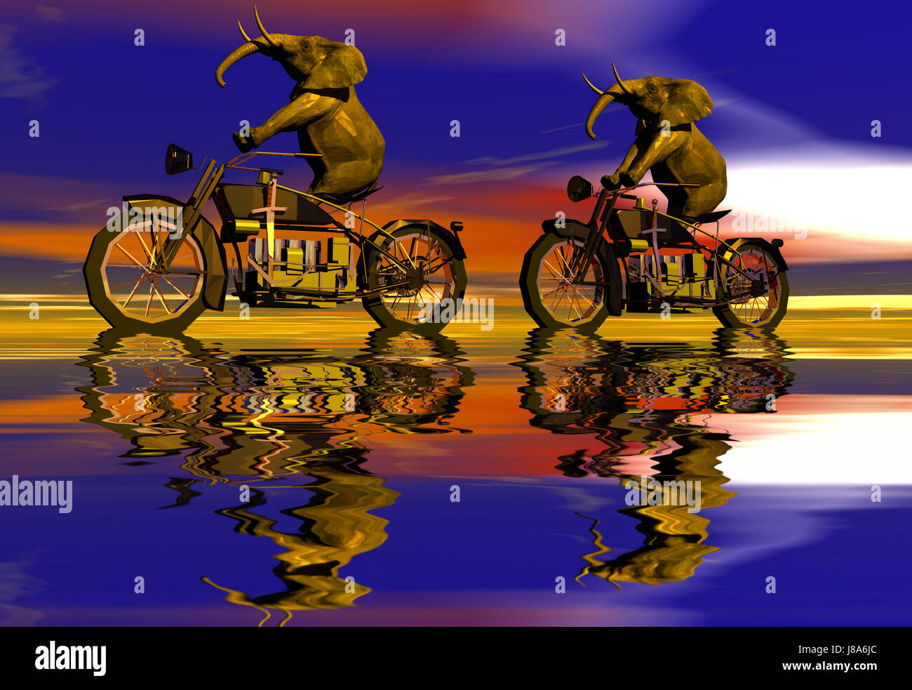 graphic, elephant, elephants, motorcycle, motorbike, blue, comic ...
