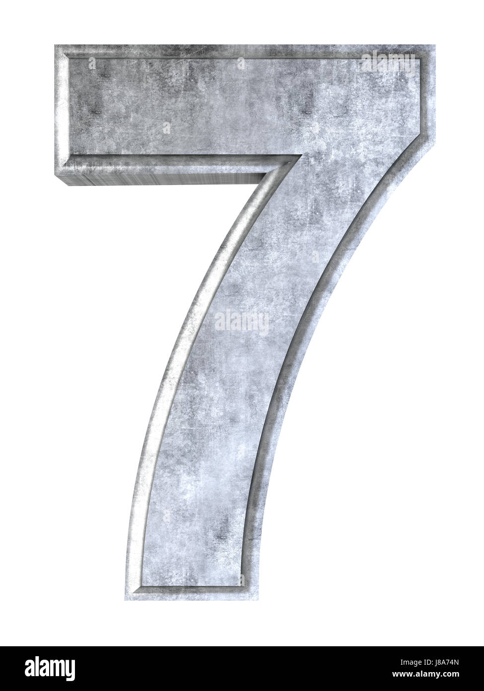 isolated, graphic, iron, steel, illustration, metal, seven, number ...