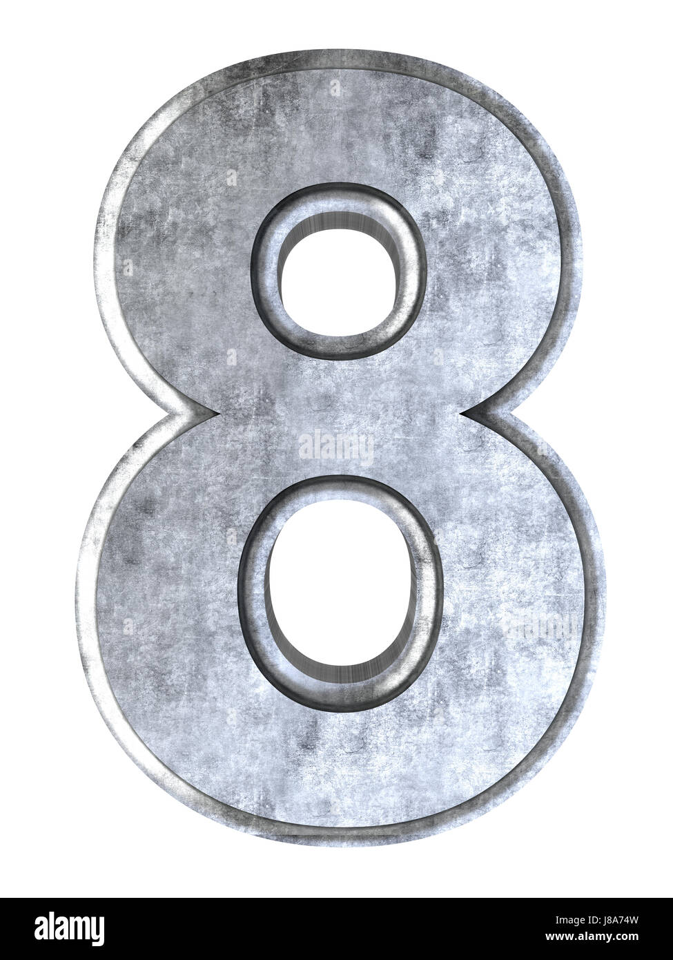 isolated, graphic, iron, steel, illustration, metal, eight, number ...