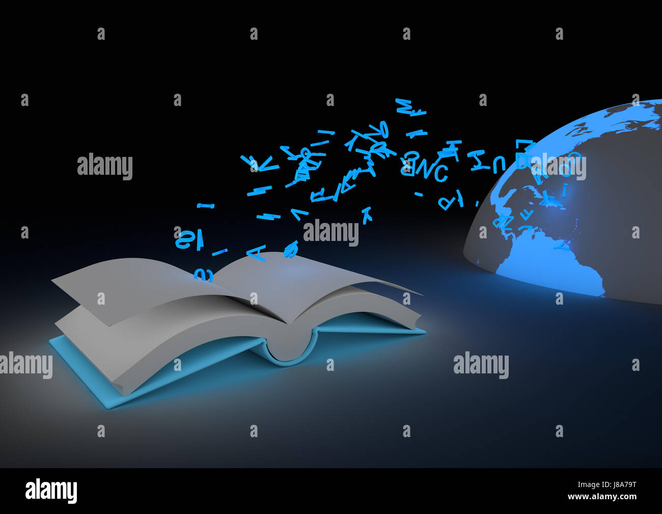 book, open, digital, letter, globe, planet, earth, world, global ...