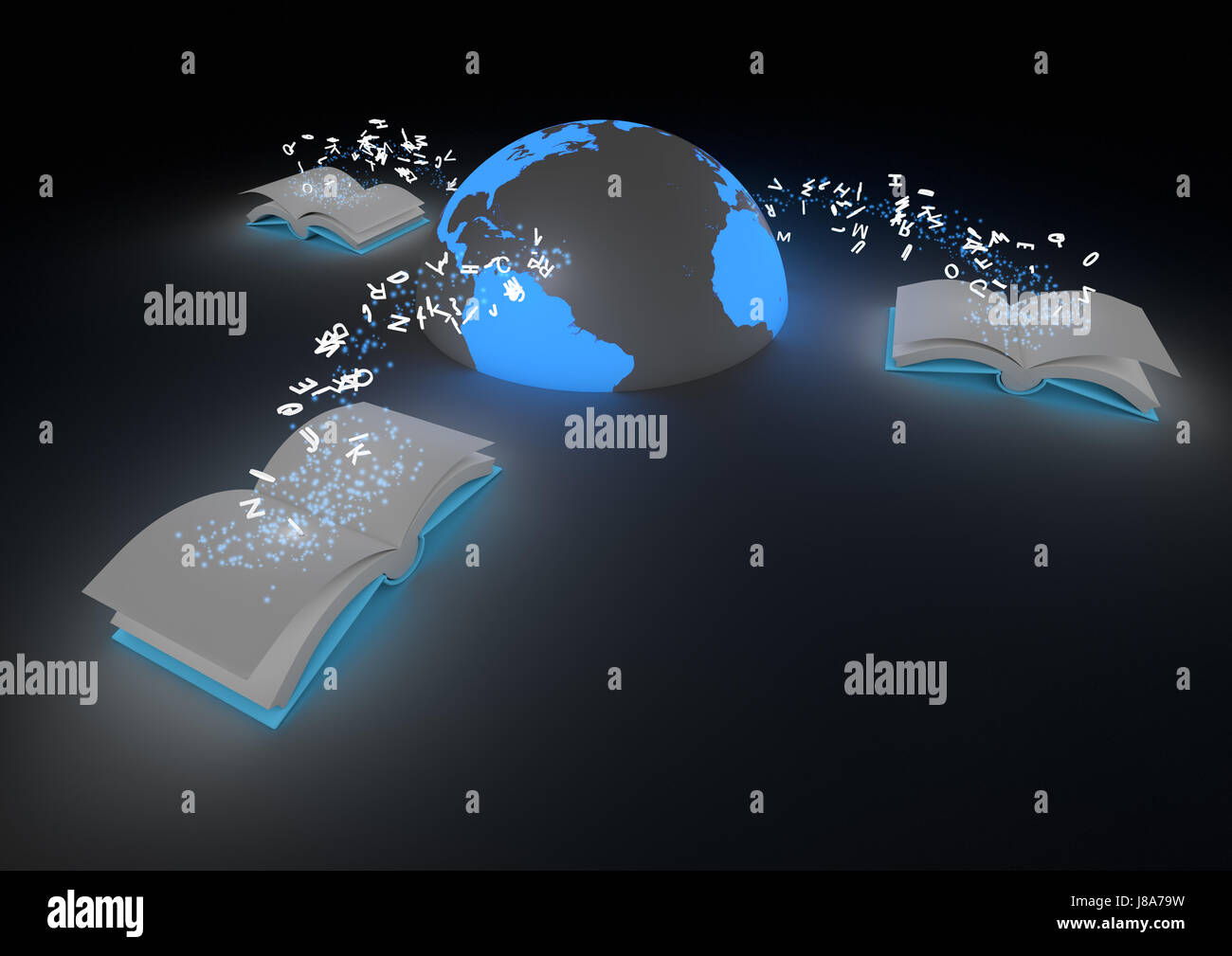 book, open, digital, letter, globe, planet, earth, world, global ...