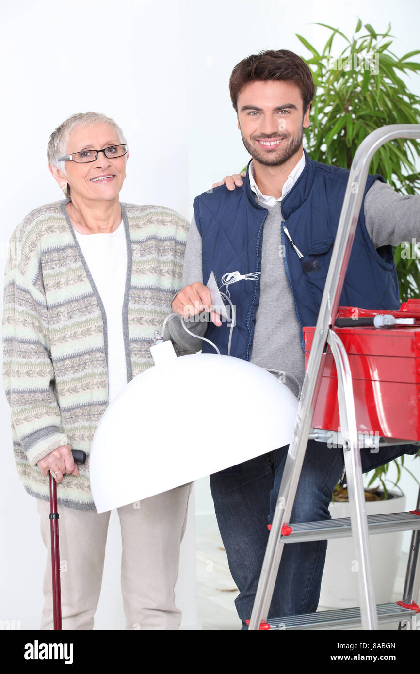 tools, male, masculine, fit, fitting, lampshade, putting, handyman, man ...