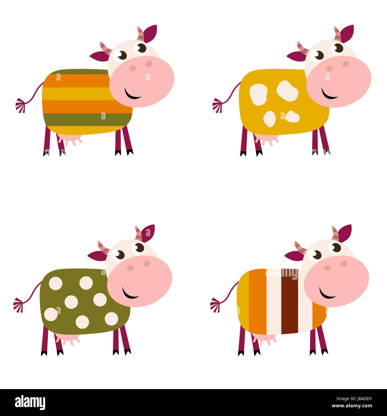 isolated, animal, animals, cow, farm, collection, set, white, laugh ...