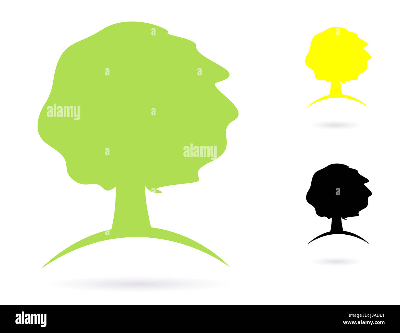 isolated, tree, abstract, isolate, vector, lawn, green, white, natural ...