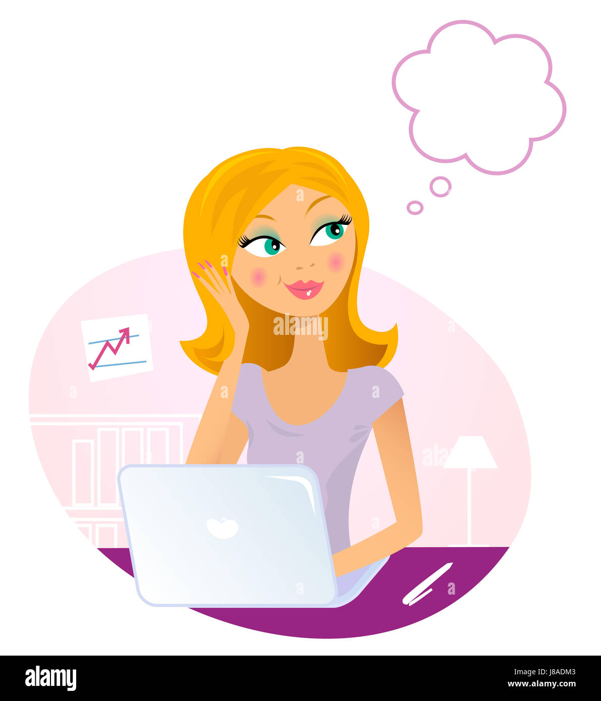 Woman illustration think thoughts cartoon hi-res stock photography and ...