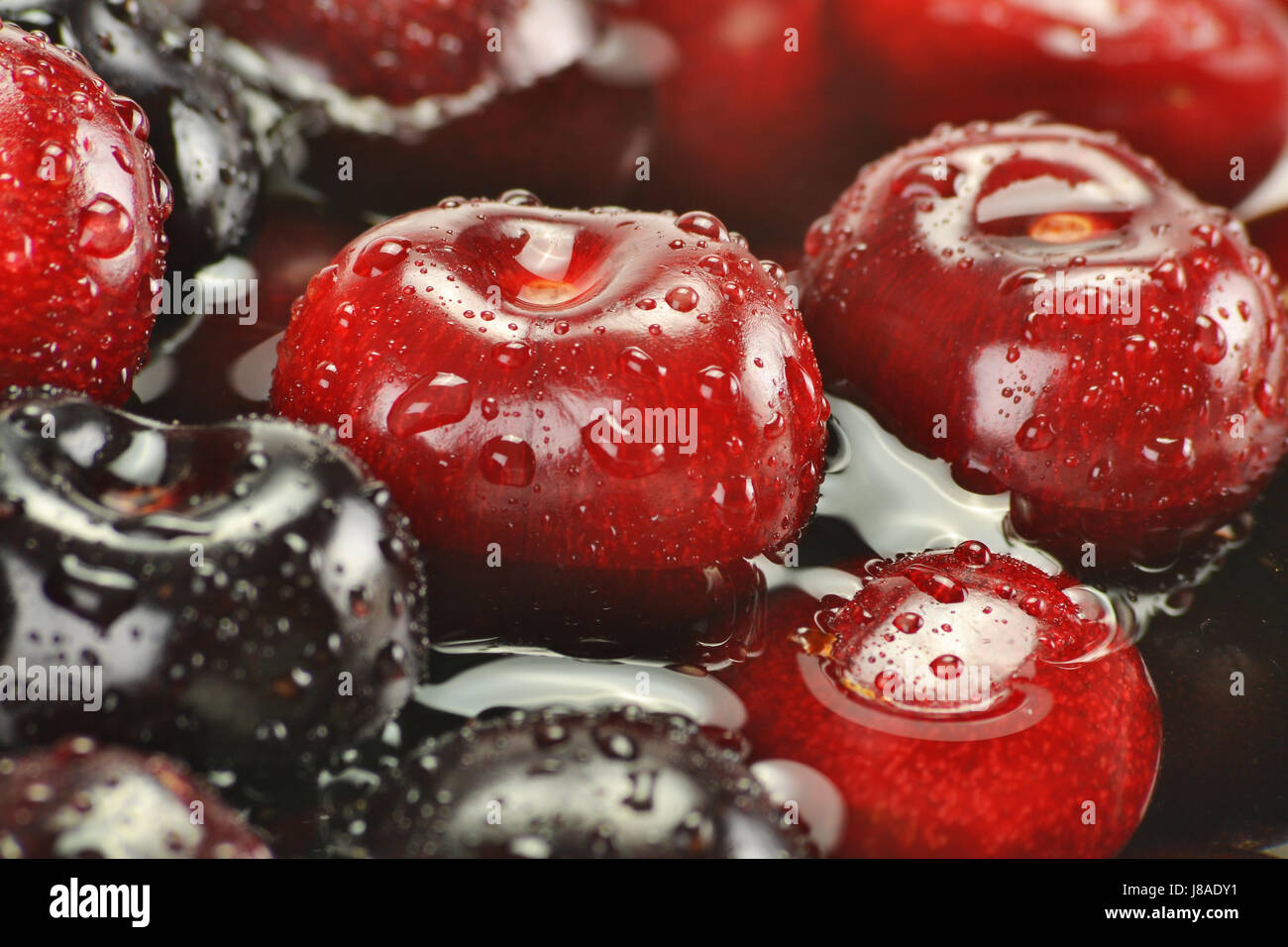 food, aliment, fruit, drop, wet, cherry, plant, red, water, drip, drops ...