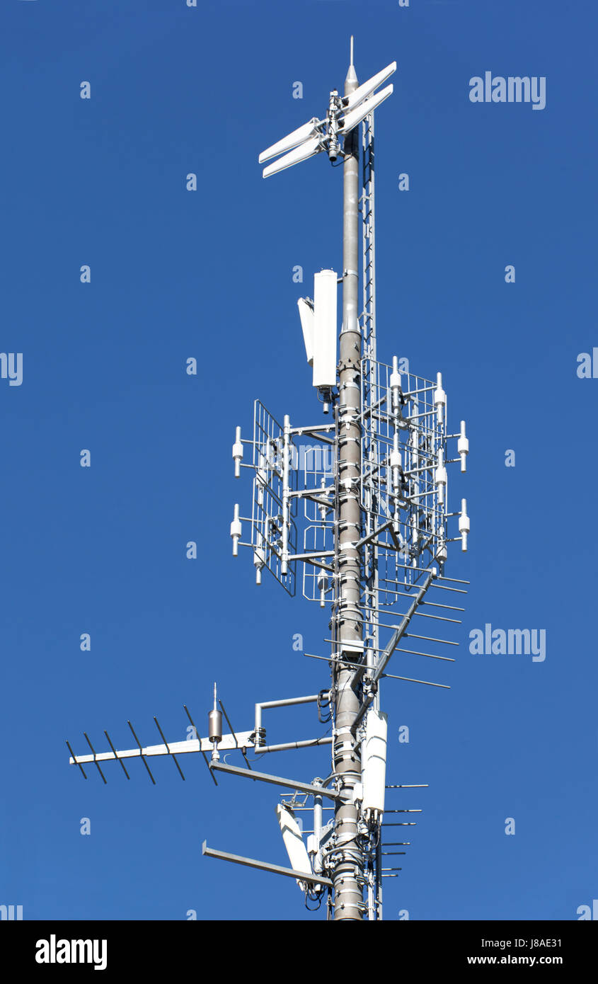sign, signal, telephone, phone, station, blue, tower, modern, modernity ...