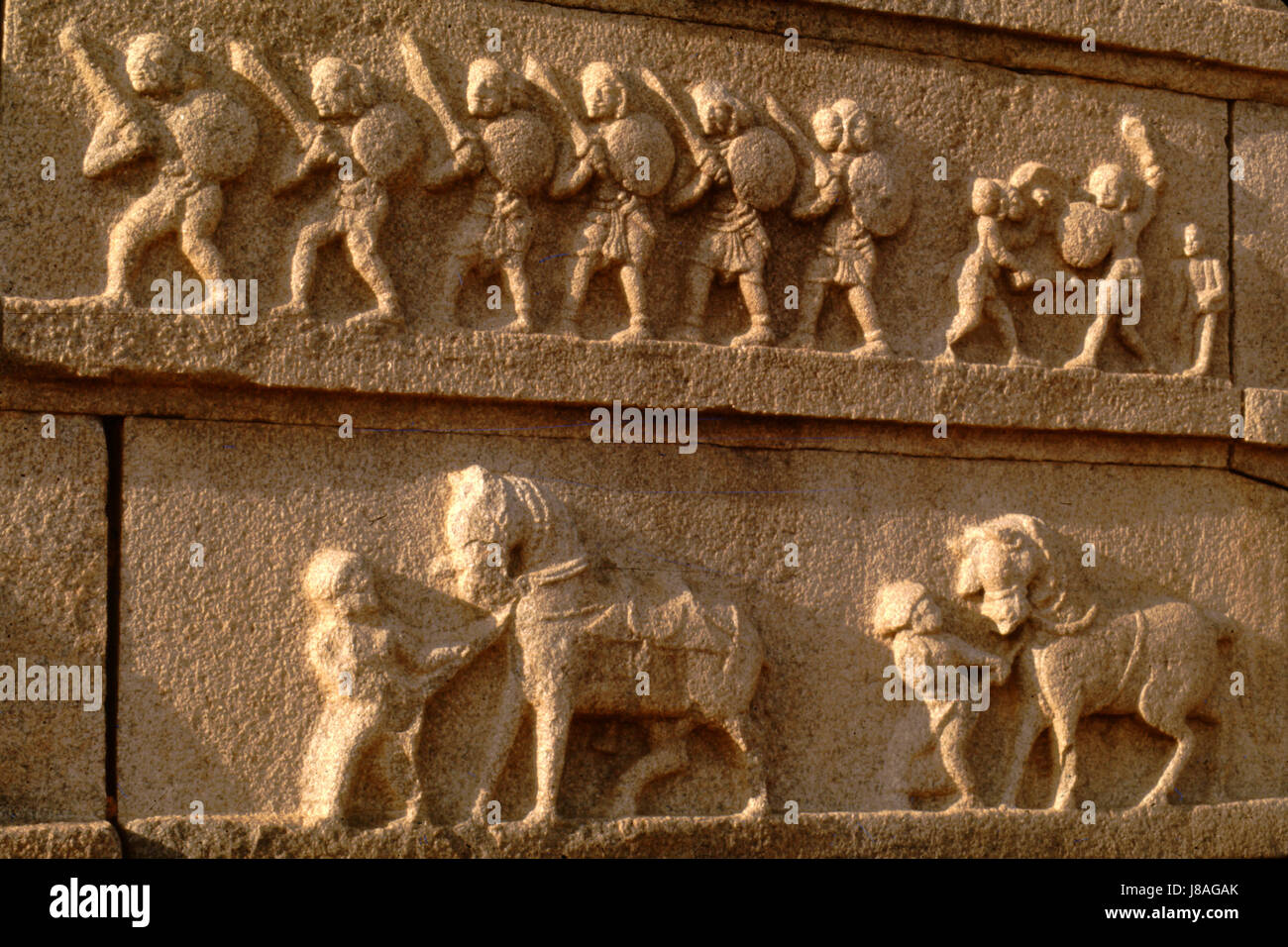 sculpture, wall, horizontal, soldiers, style of construction ...