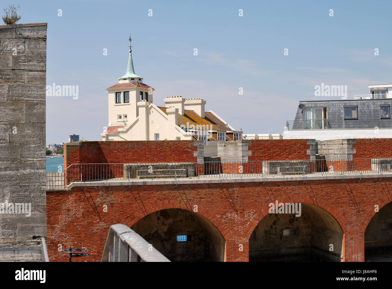wall, england, promenade, fortification, walkway, buildings, city, town ...
