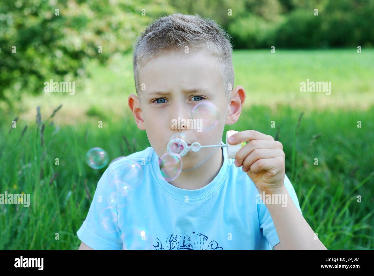 spring, bubble, soap bubble, soap bubbles, child, blond, lucky, luck ...