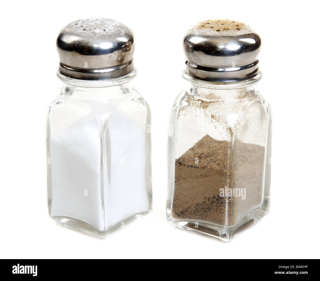 salt, pepper, spice, isolated, metal, flavor, white, two, restaurant ...