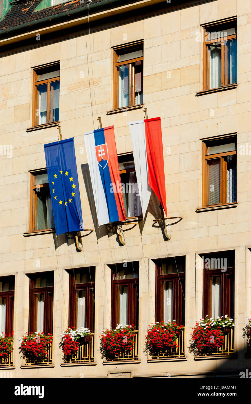house, building, object, travel, slovakia, europe, outside, flag ...