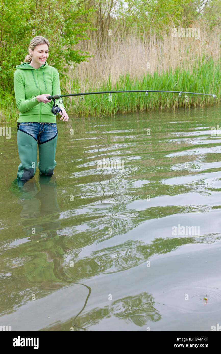 woman, fishing, woman, humans, human beings, people, folk, persons ...