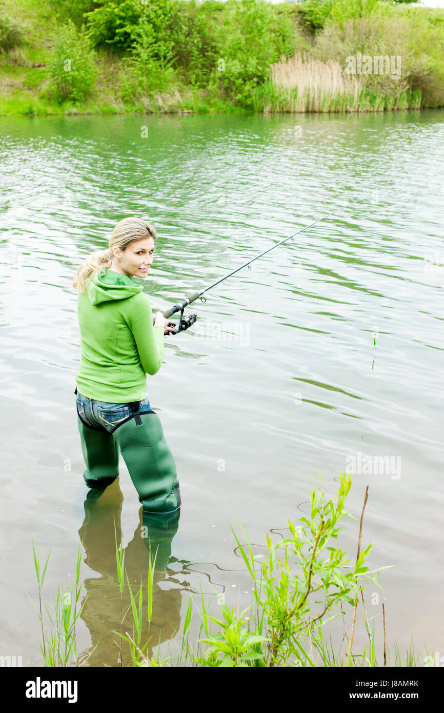 woman, fishing, woman, humans, human beings, people, folk, persons ...