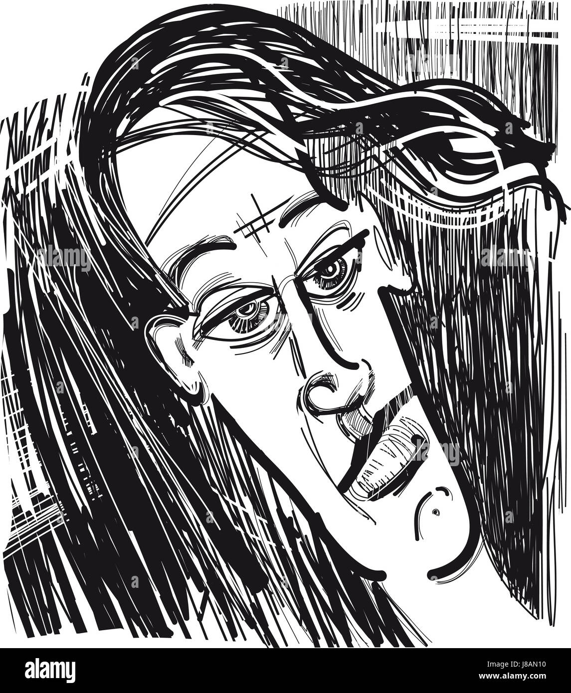 portrait, illustration, think, thoughts, expression, caricature, sketch ...