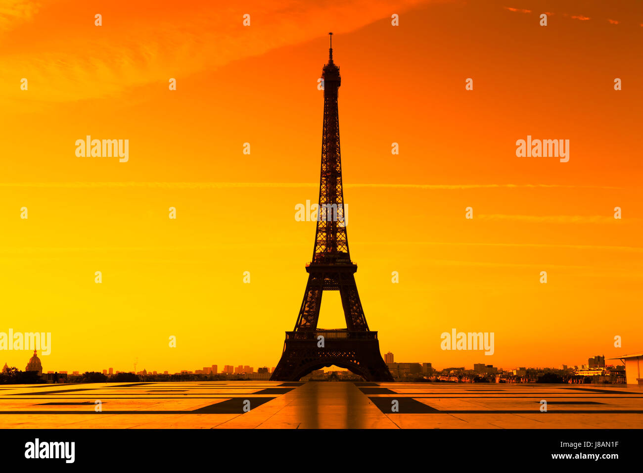 tower, city, town, sunrise, paris, france, eiffel tower, orange, tower ...
