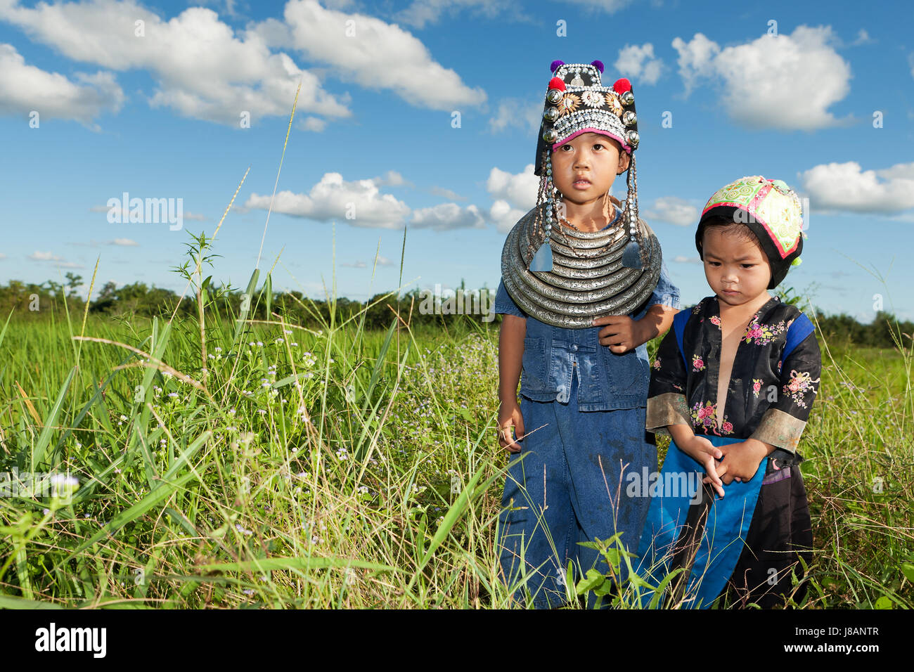 asia, paddy field, boy, lad, male youngster, girl, girls, child ...