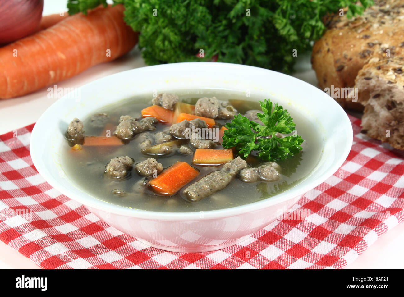 liver spaetzle soup Stock Photo - Alamy