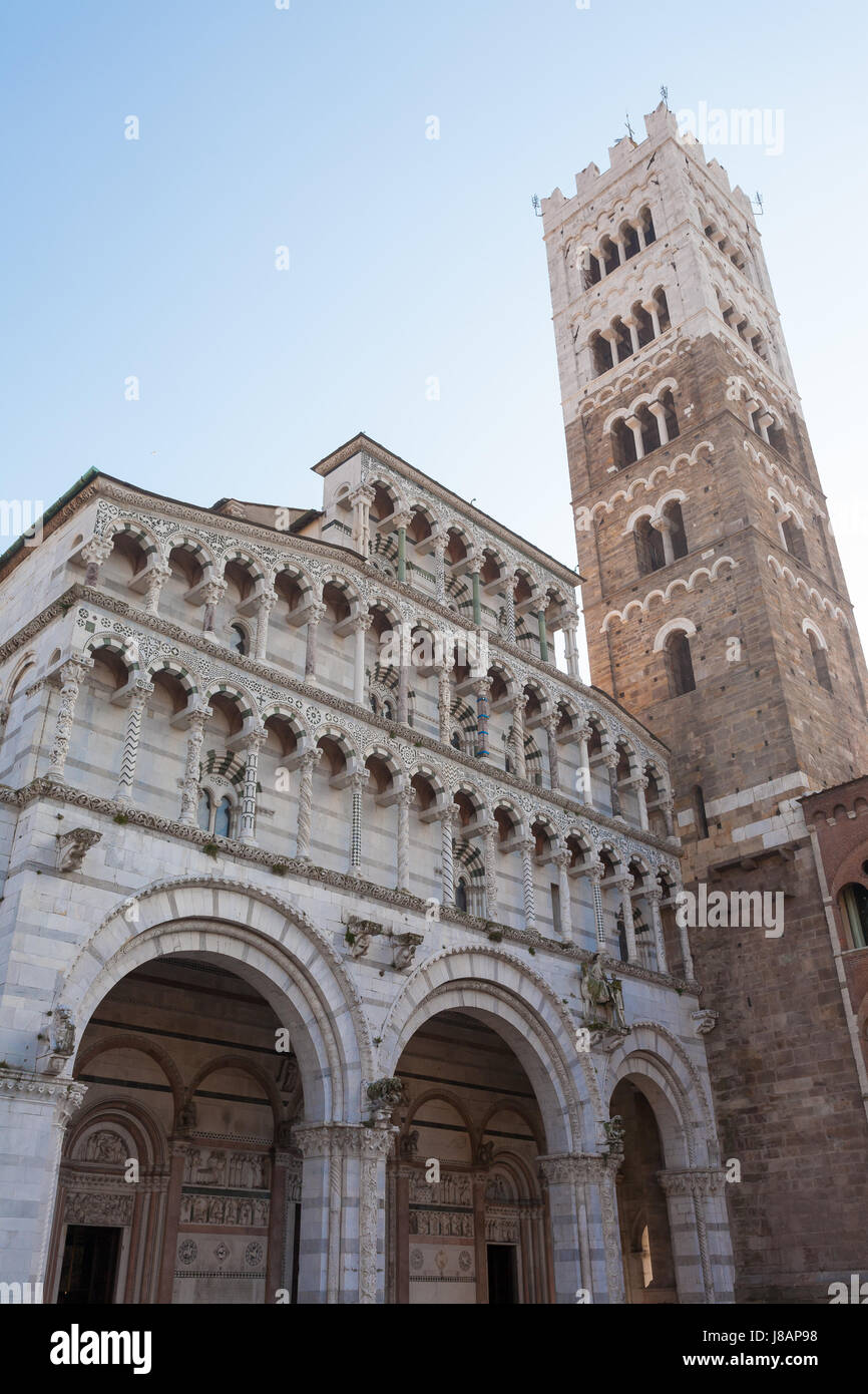 Lucca cathedral with campanile. Tuscany, Italy. Italian landmark Stock ...