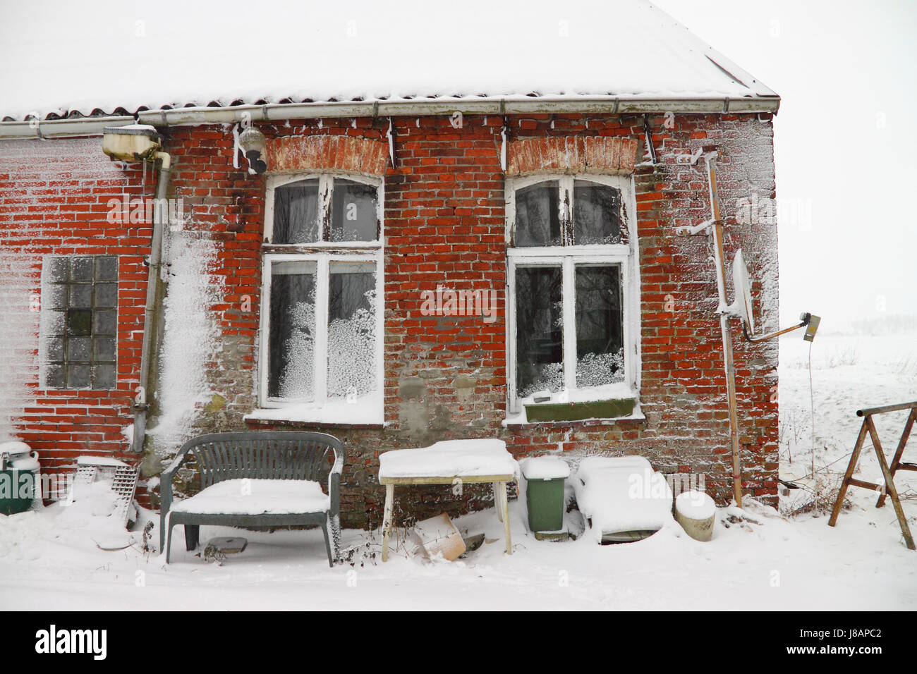 winter, window, porthole, dormer window, pane, snowy, house wall, be ...