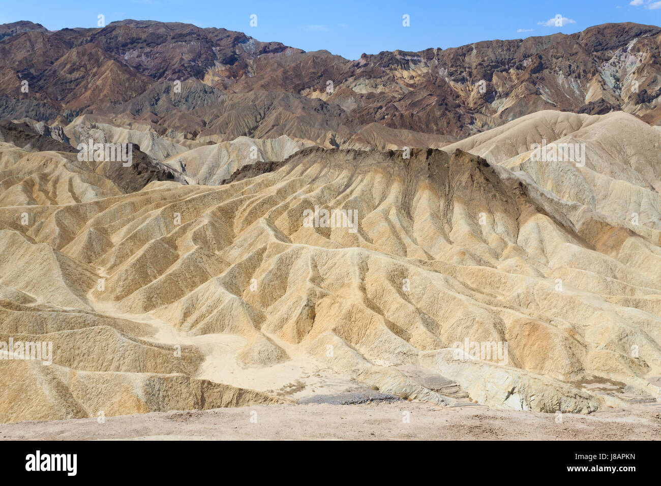 View from Zabriskie Point, California, USA. Desert panorama. Geological ...