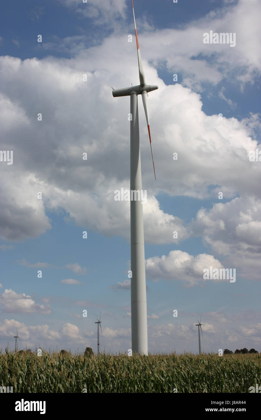 power station, wind force, wind energy, pinwheel, blue, environment ...