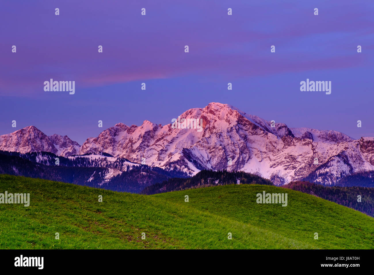 Hoher Göll, dawn, Marktschellenberg, National Park Berchtesgaden ...