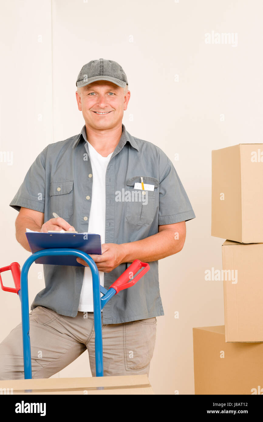 interior, uniform, handsome, professional, messenger, man, senior ...