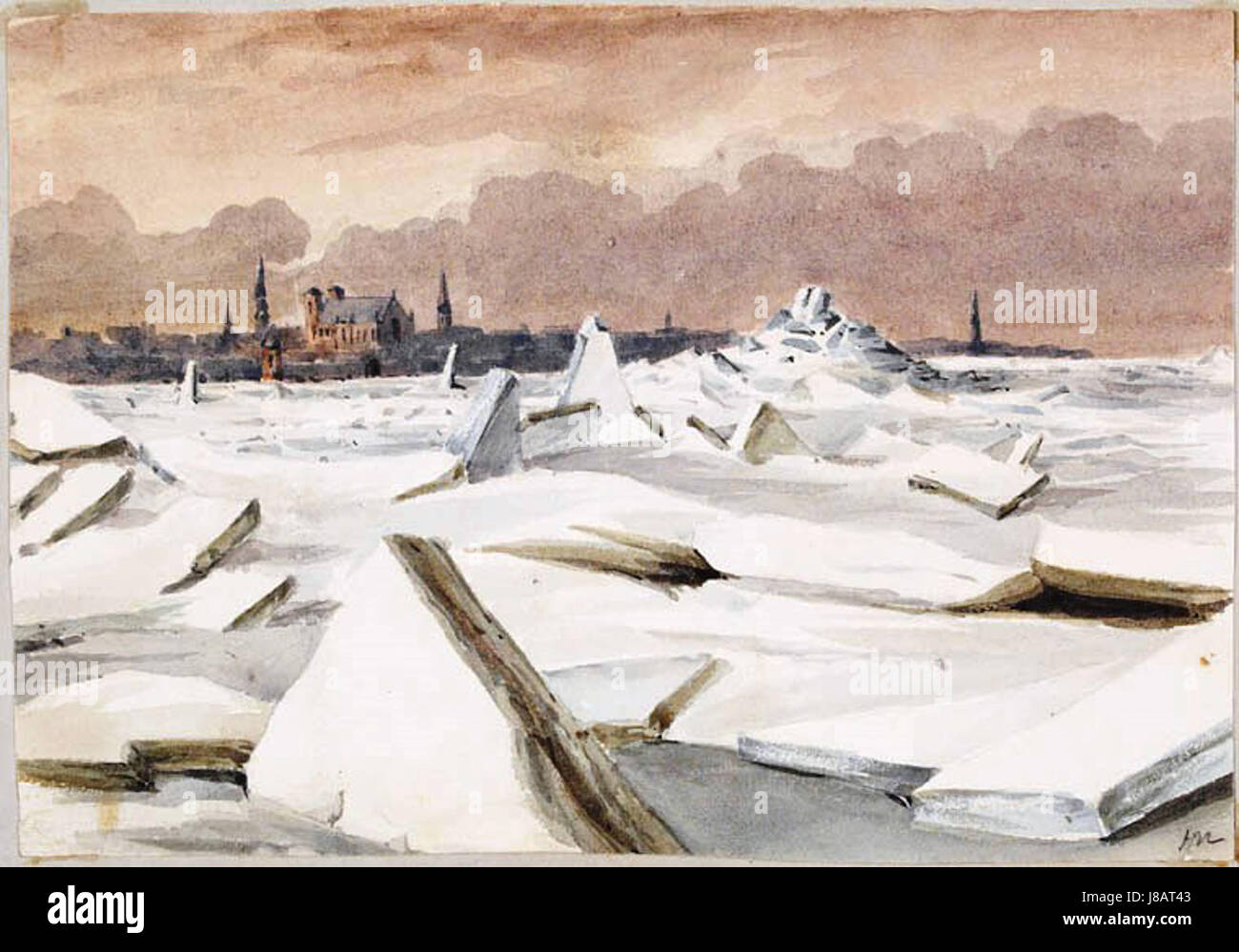 This image of Montreal in 1841 captures the harsh winter environment ...