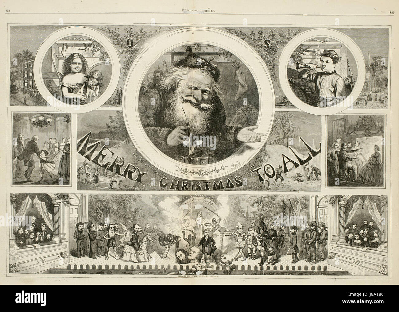 Merry Christmas to All, by Thomas Nast Stock Photo - Alamy