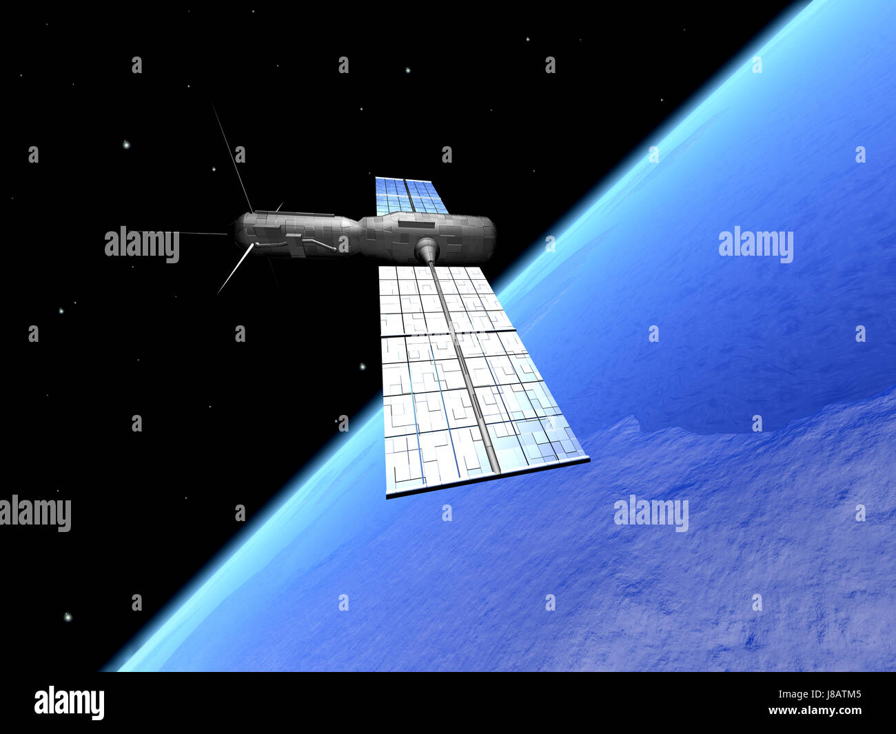 station, blue, horizon, space, graphic, science, energy, power ...