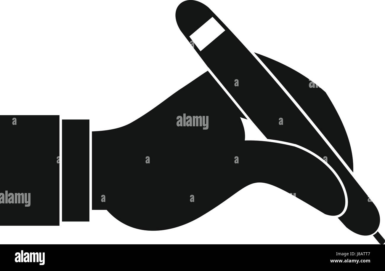 Hand holding black pen icon simple Stock Vector Image & Art - Alamy