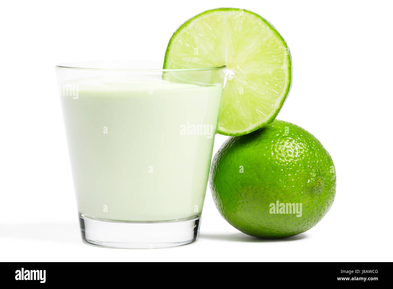 lime slice milkshake in a glass and lime Stock Photo - Alamy