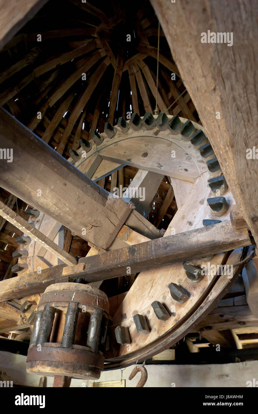 inside, wheel, interior, europe, france, windmill, style of ...