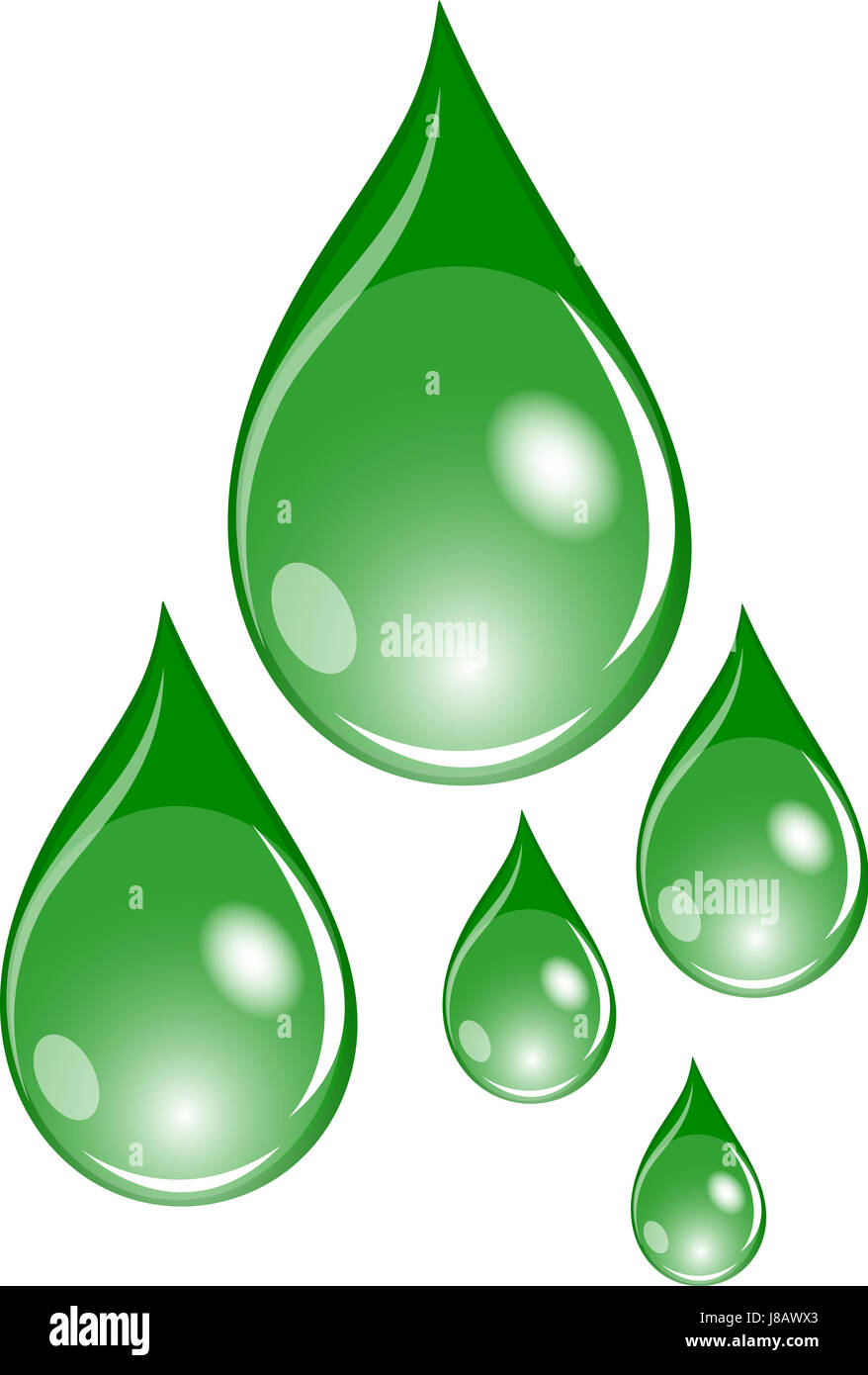 illustration of 5 green water drops Stock Photo - Alamy