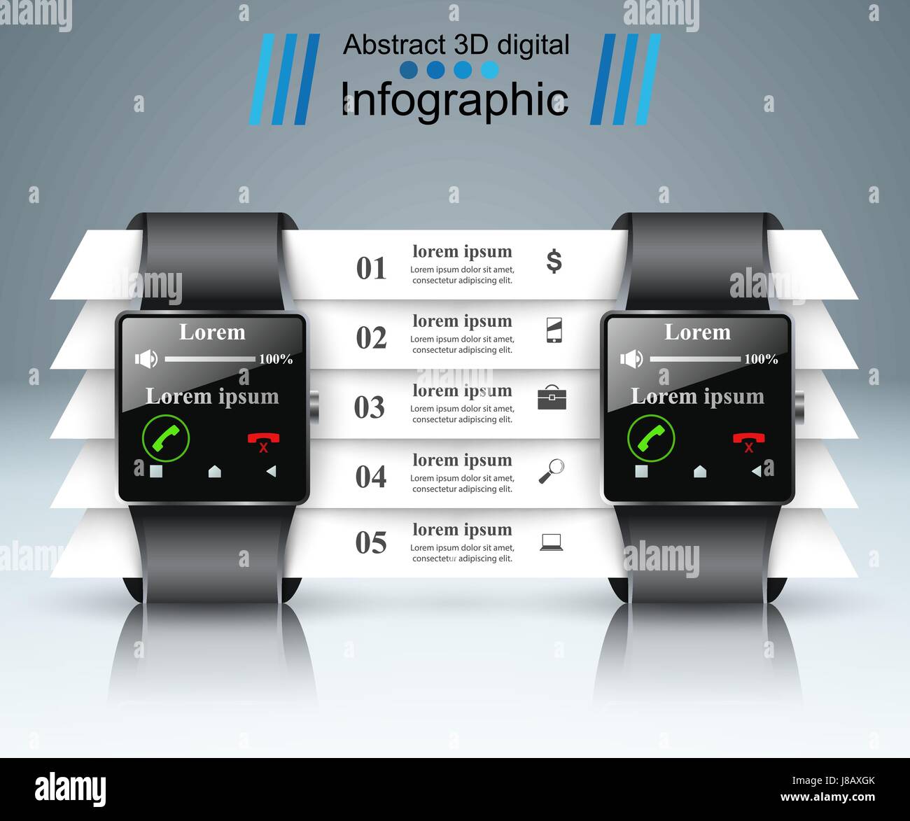 Realistic smartwatch phone screen Stock Vector Images - Alamy