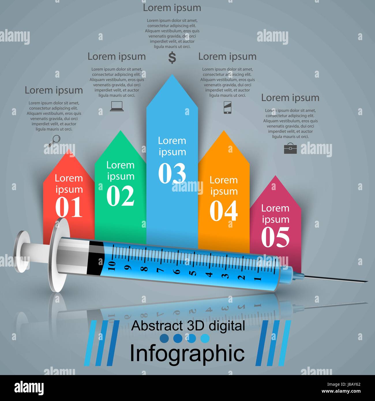 Health, syringe icon. 3D Medical infographic Stock Vector Image & Art ...