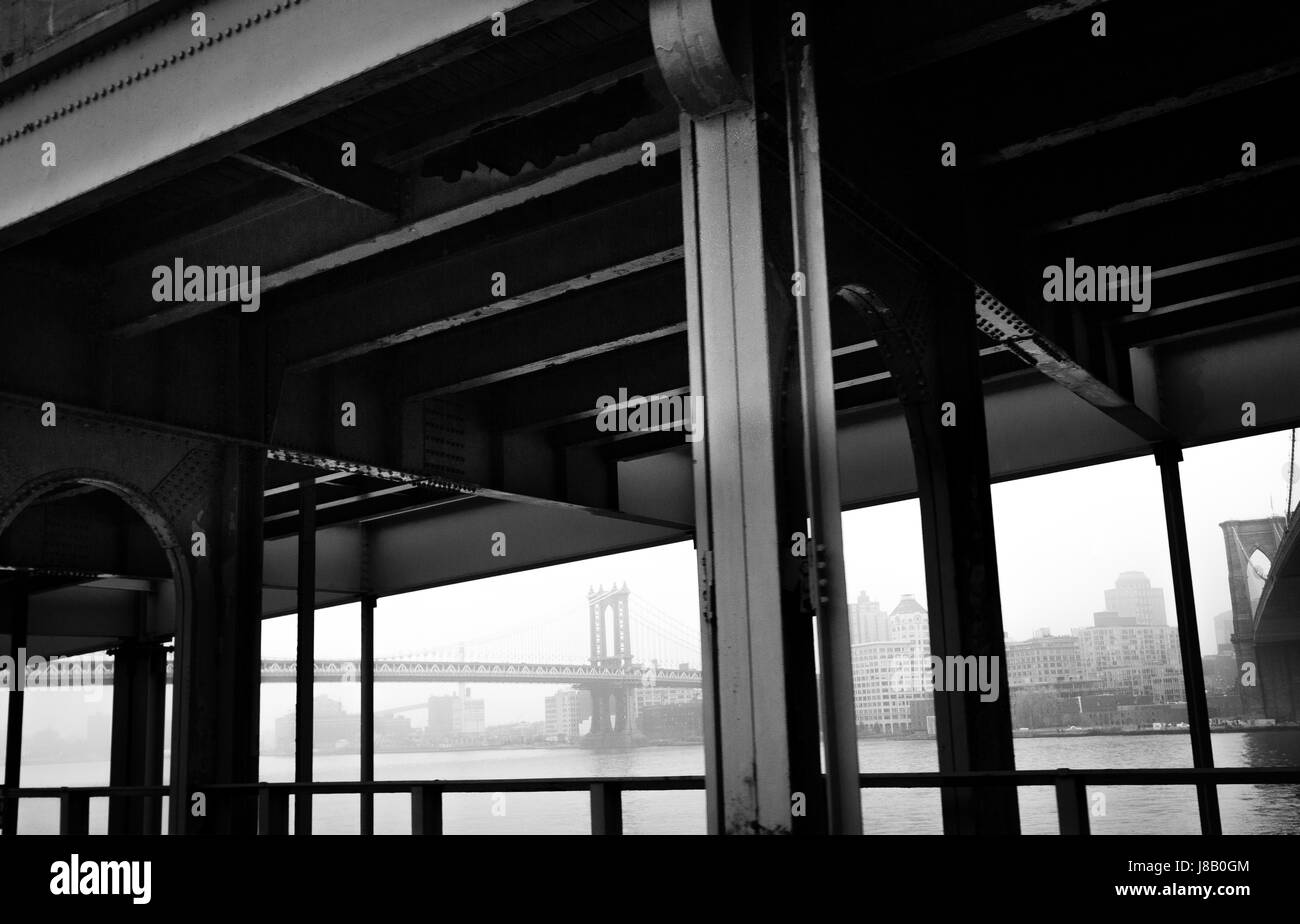 The Brooklyng Bridge and Manhattan Bridge from FDR Drive Stock Photo ...