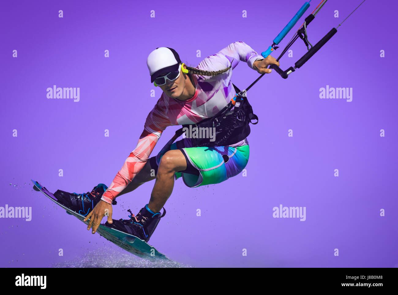 Kite rider close up portrait. Professional kite boarding rider ...