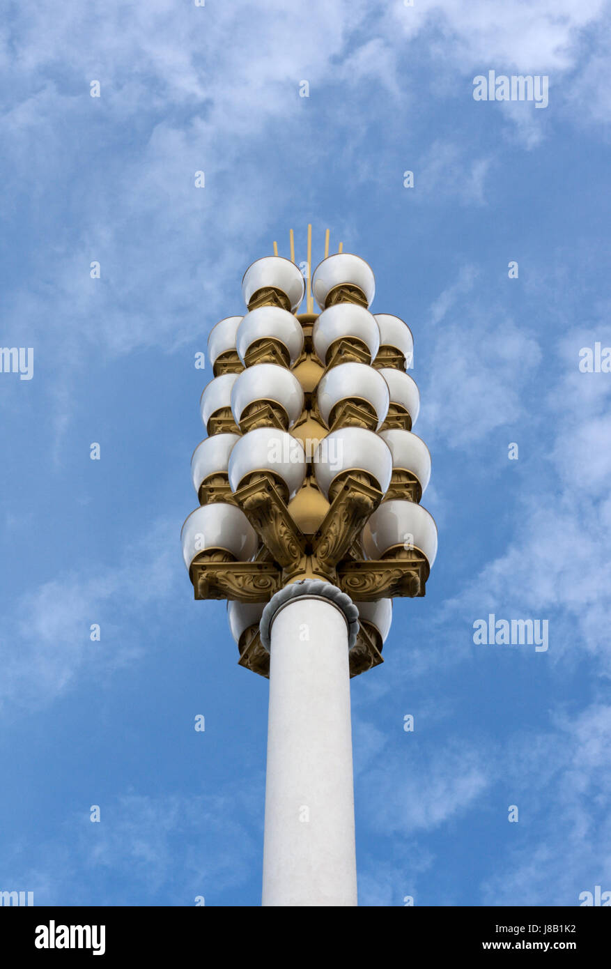 blue, shiner, light, lamp, luminary, firmament, sky, light, post, blue ...