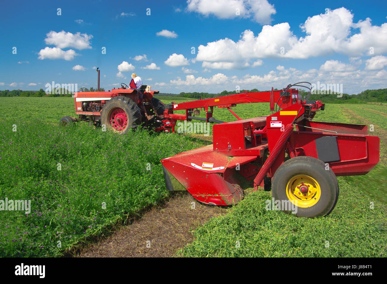 harvest, farm, cut, hay, equipment, mower, blue, agricultural ...