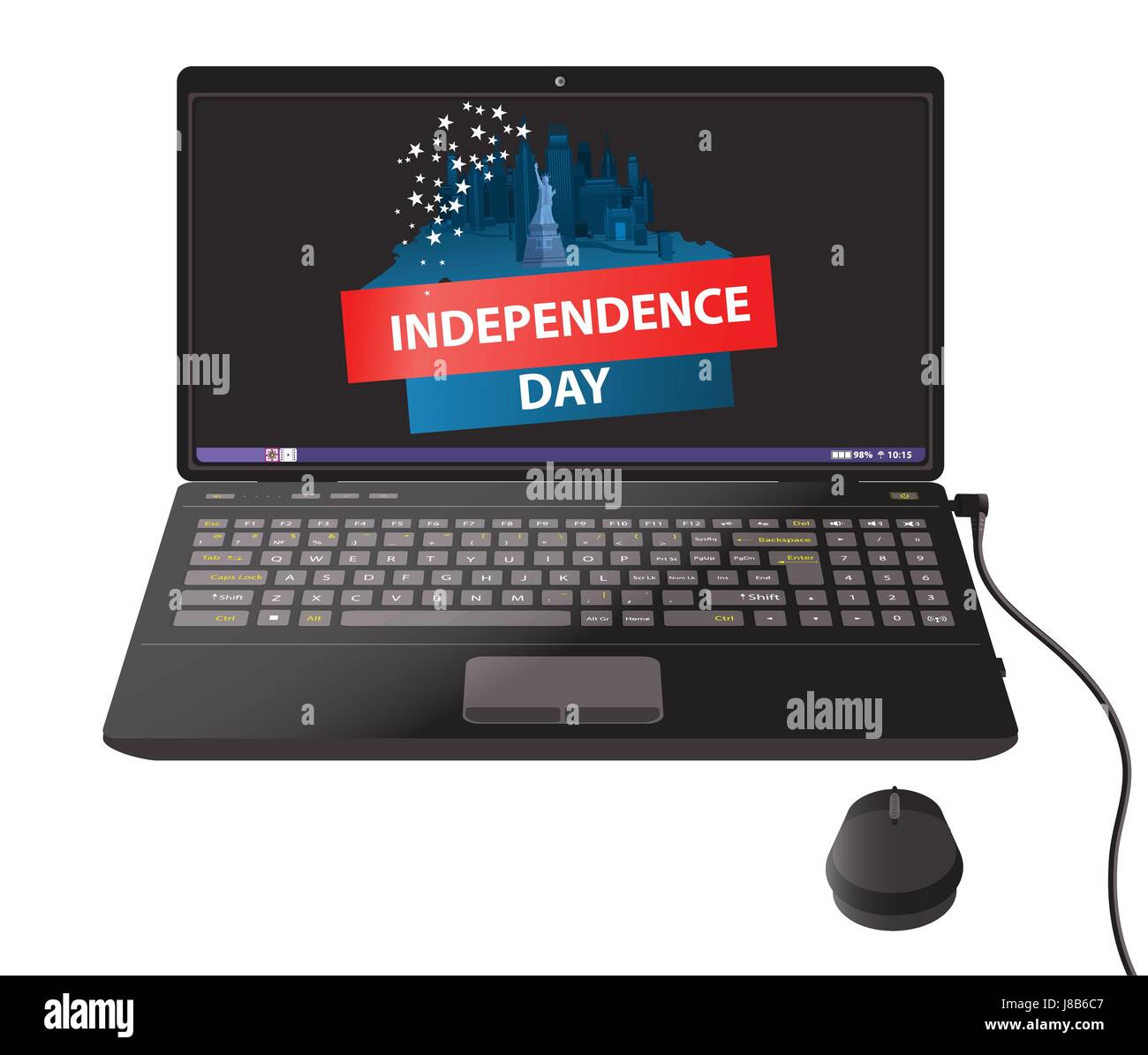 Laptop on a white background. Independence day usa, vector ...