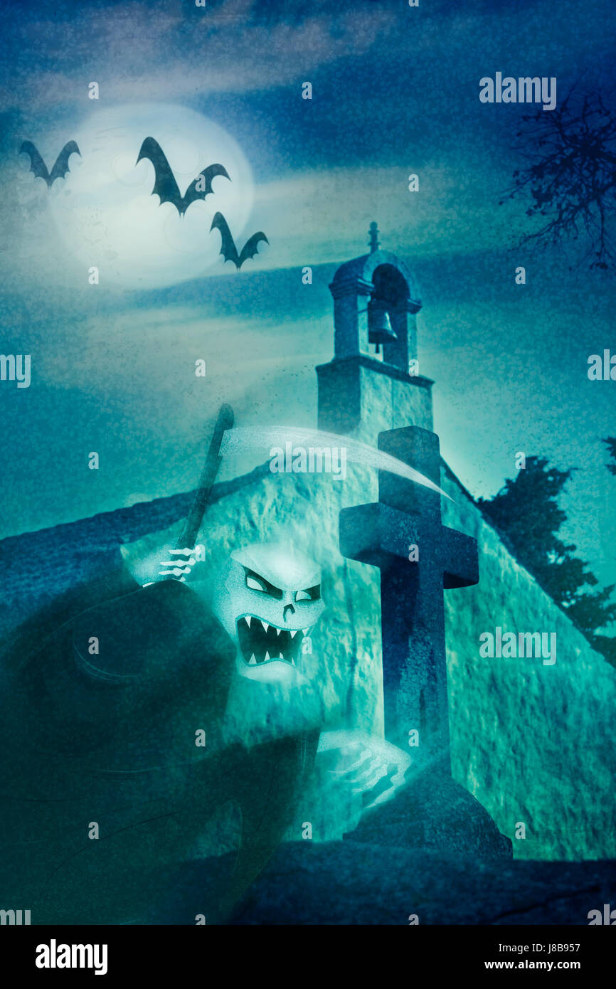 Grim reaper haunted castle hi-res stock photography and images - Alamy