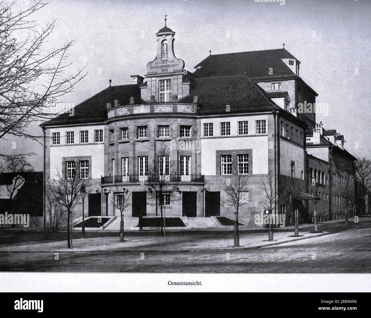 A detailed view of the Altes Theater in Heilbronn, designed by Theodor ...