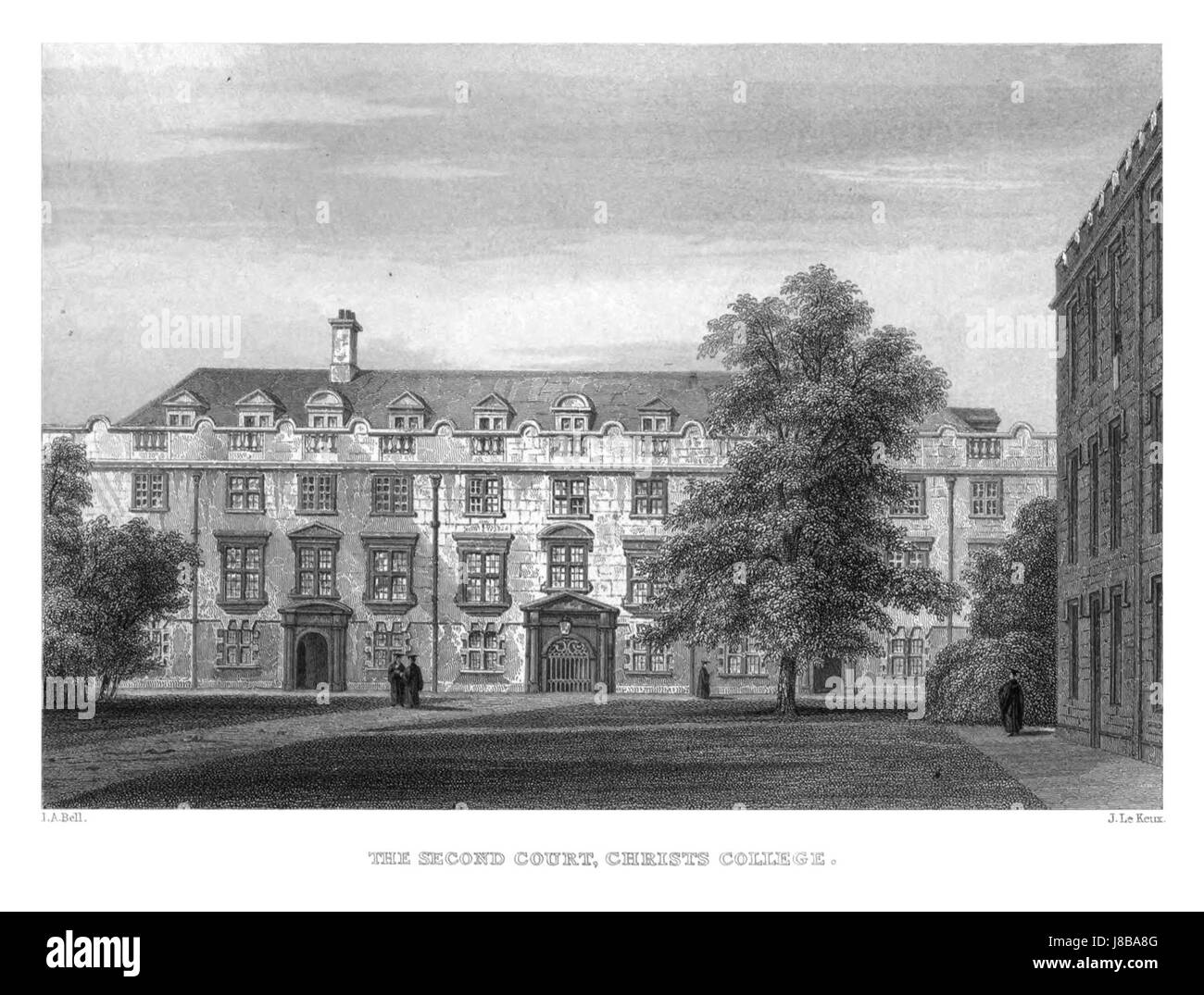 A depiction of Christ's College in Cambridge from the early 1840s ...